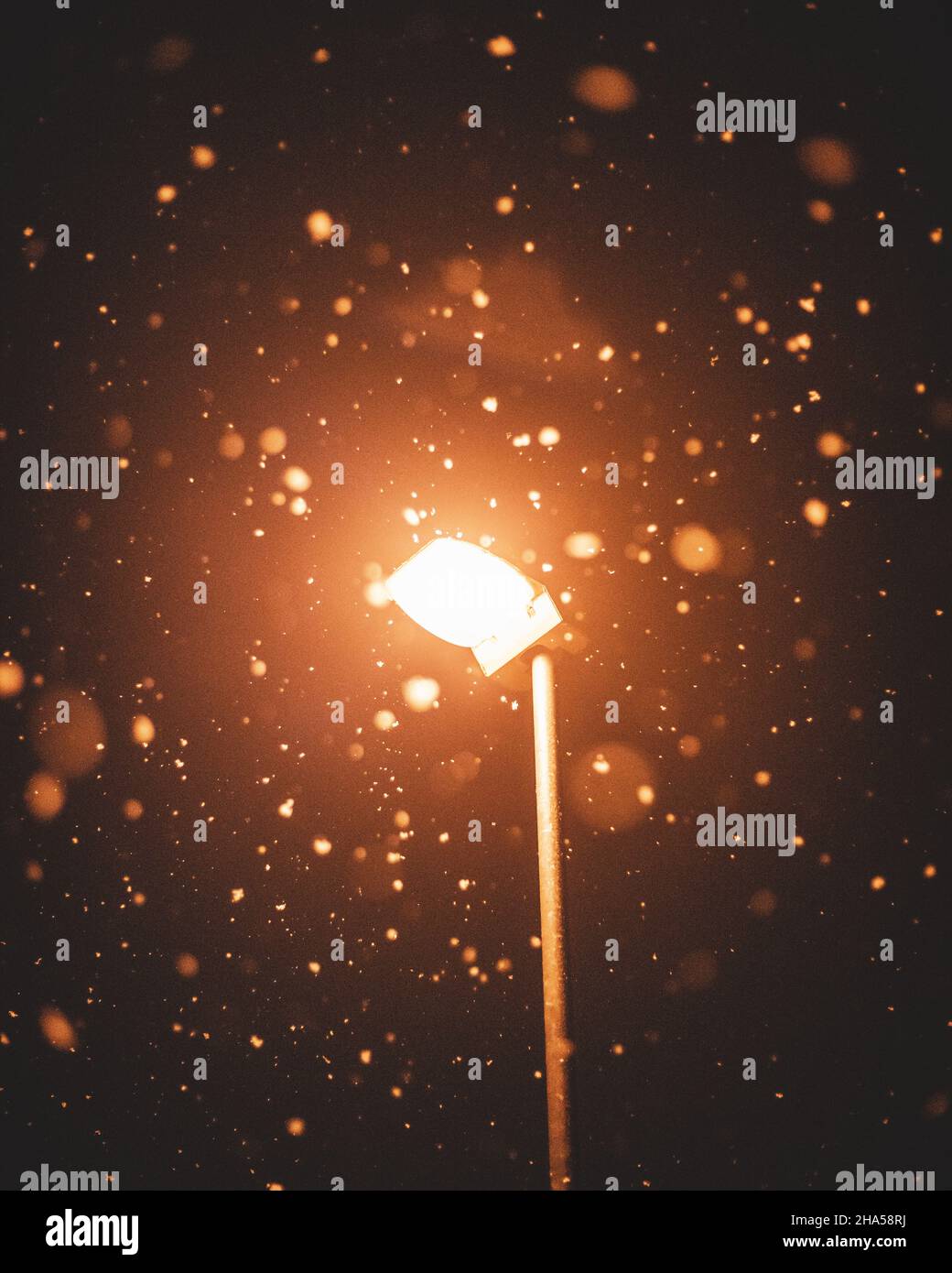 Vertical shot of street light with bokeh effect in the night Stock ...