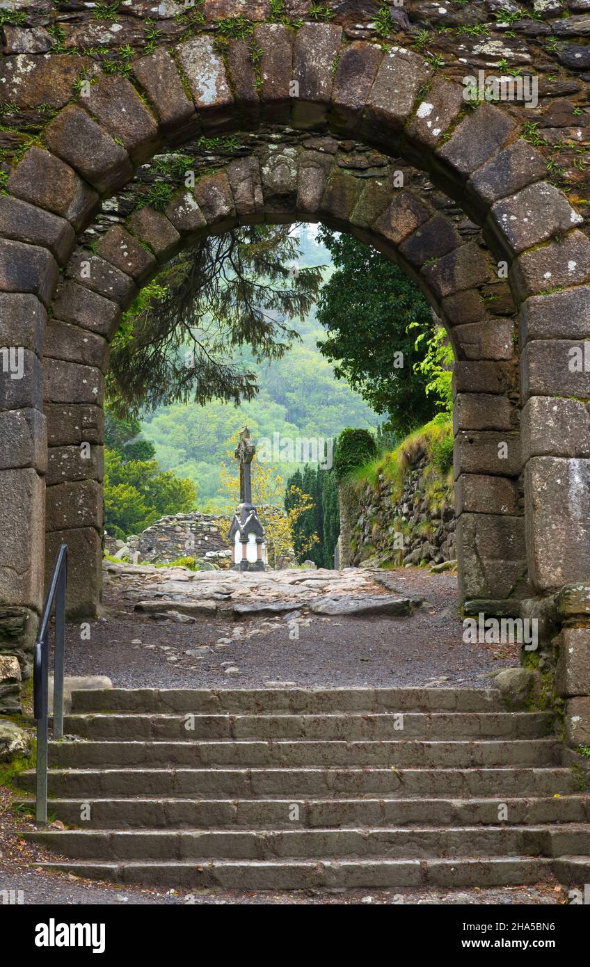 europe,republic of ireland,county wicklow,glendalough monastery complex ...
