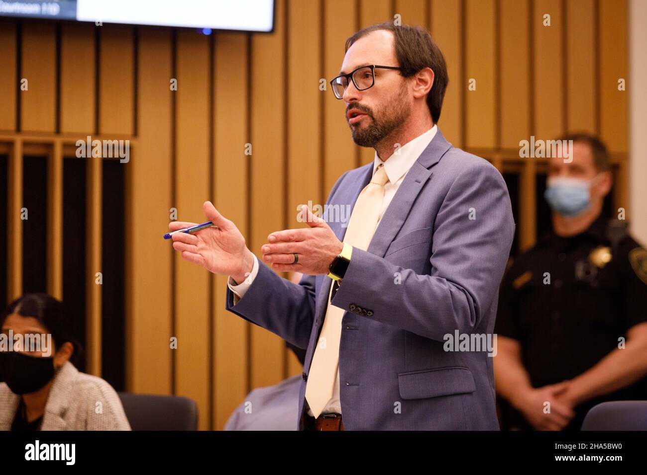 Portland, USA. 10th Dec, 2021. Defense Attorney Joseph Westover ...
