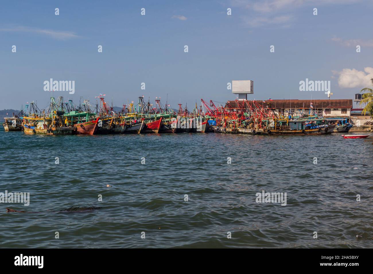 Fishing boats in the port of Kota Kinabalu, Sabah, Malaysia Stock Photo ...