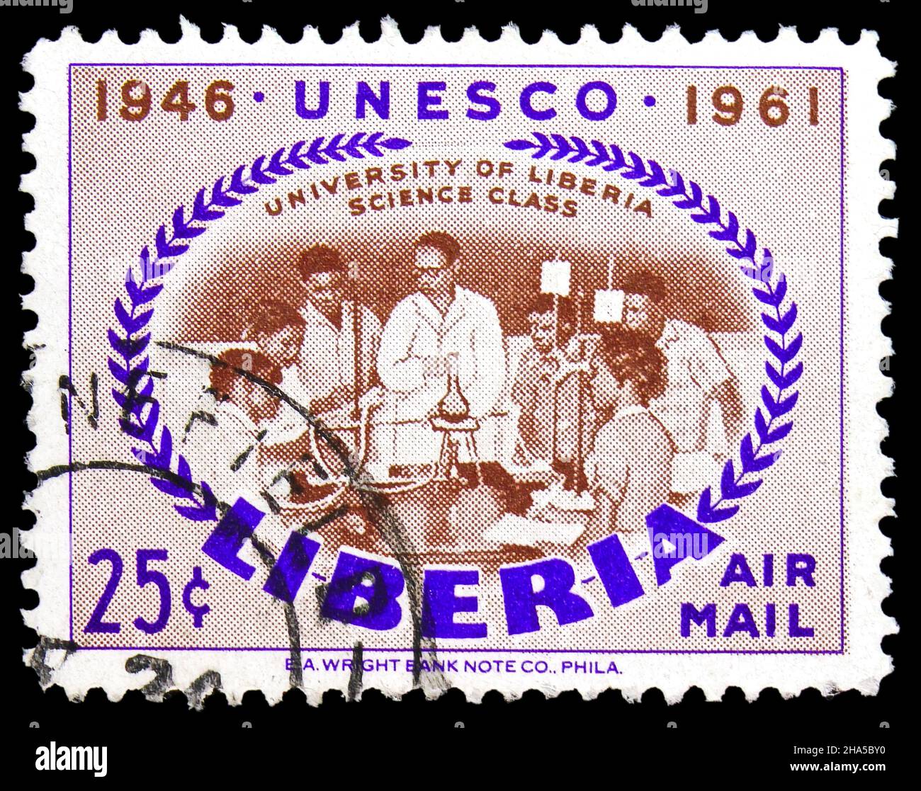 MOSCOW, RUSSIA - NOVEMBER 4, 2021: Postage stamp printed in Liberia ...