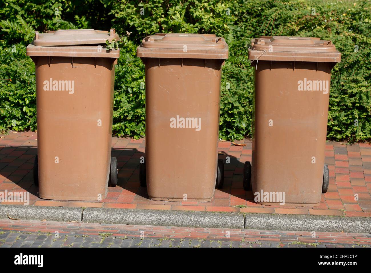 brown organic bins,standing on the street,germany Stock Photo - Alamy