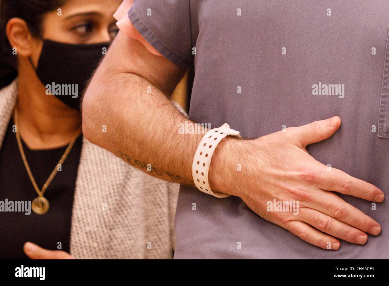 Portland, USA. 10th Dec, 2021. Swinney's Proud Boy tattoo is visible ...