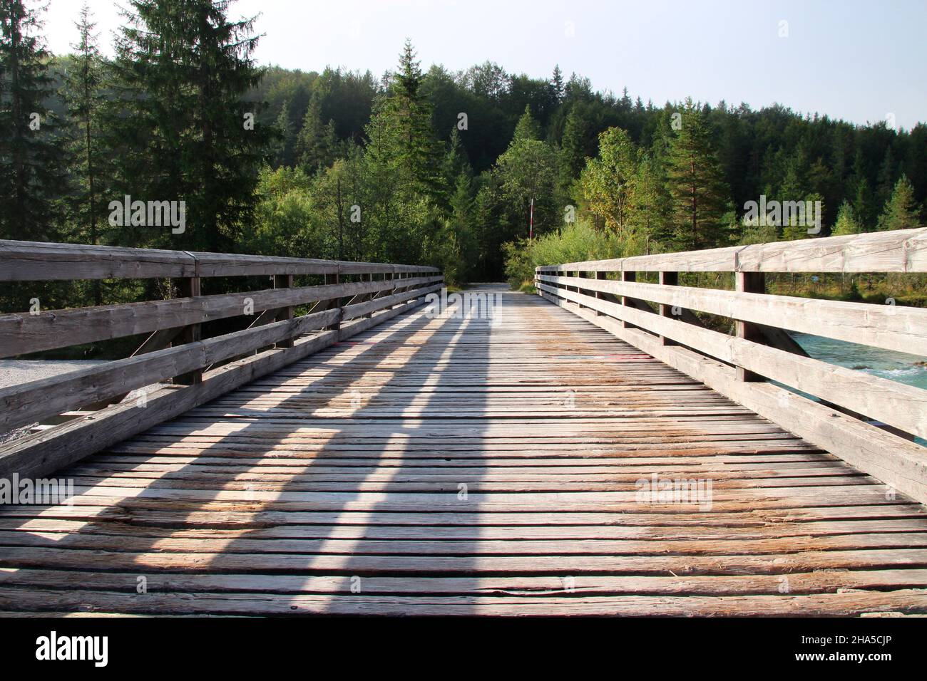 germany,upper bavaria,isarwinkel,vorderriß,isar,bridge,river,body of ...
