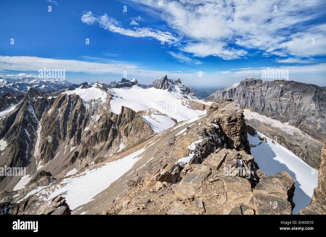 high alpine mountain landscape with glaciers and rock mountains on a ...