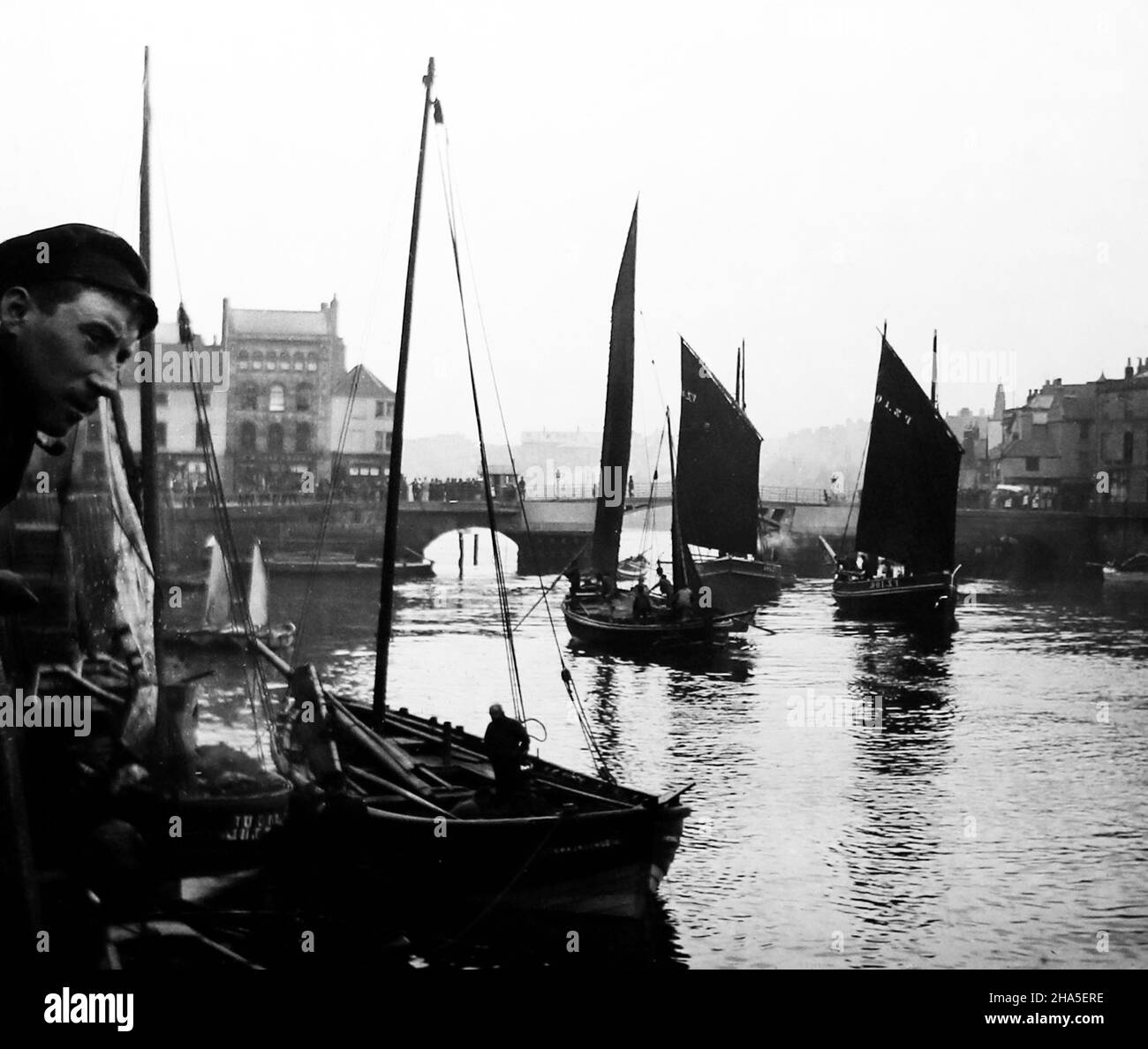 Fishing boats, Whitby, Victorian period Stock Photo - Alamy