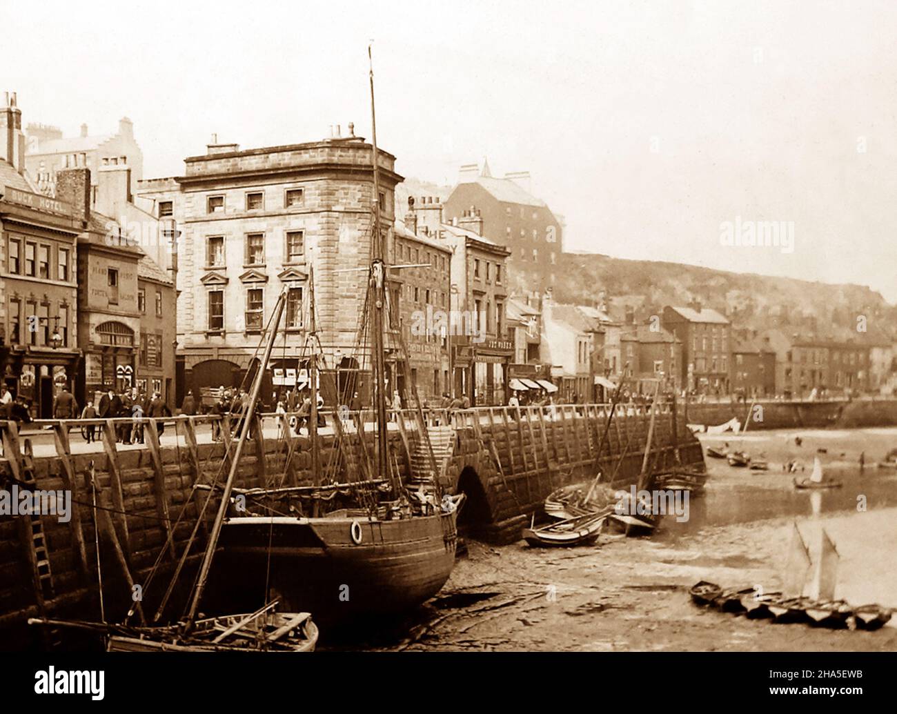 Whitby Quayside, Victorian period Stock Photo - Alamy