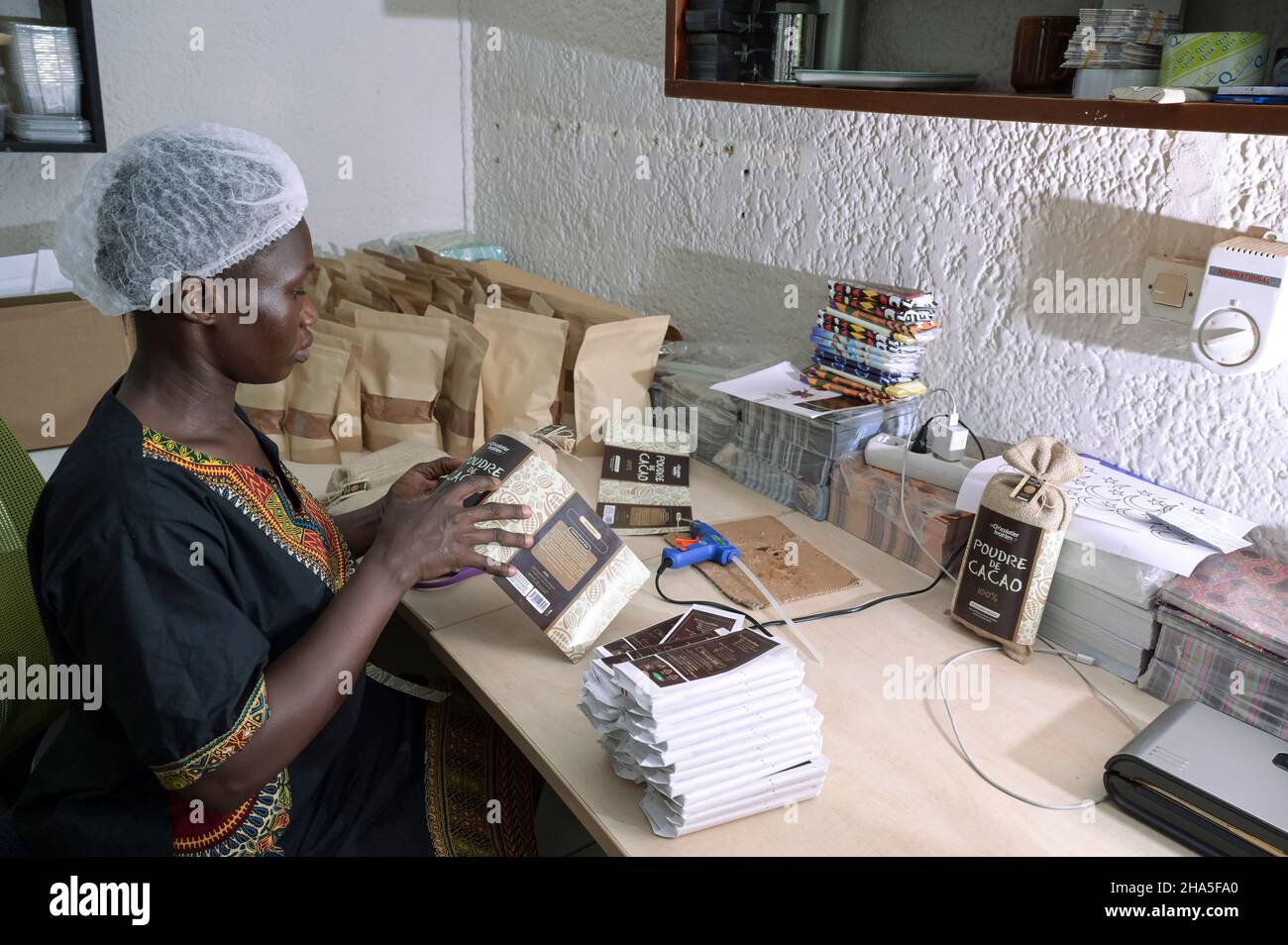 IVORY COAST, Abidjan, local chocolate maker Le chocolatier ivoiren ...