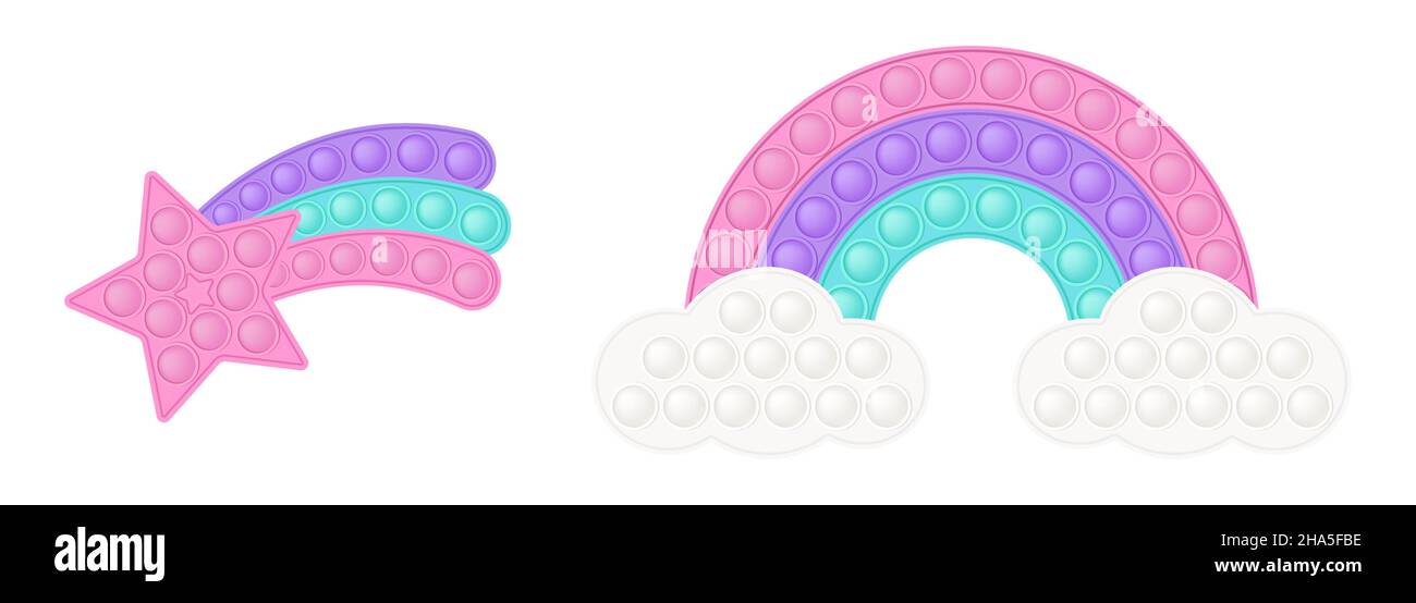 Popit figure pastel rainbow and pink star tail as a fashionable silicon ...