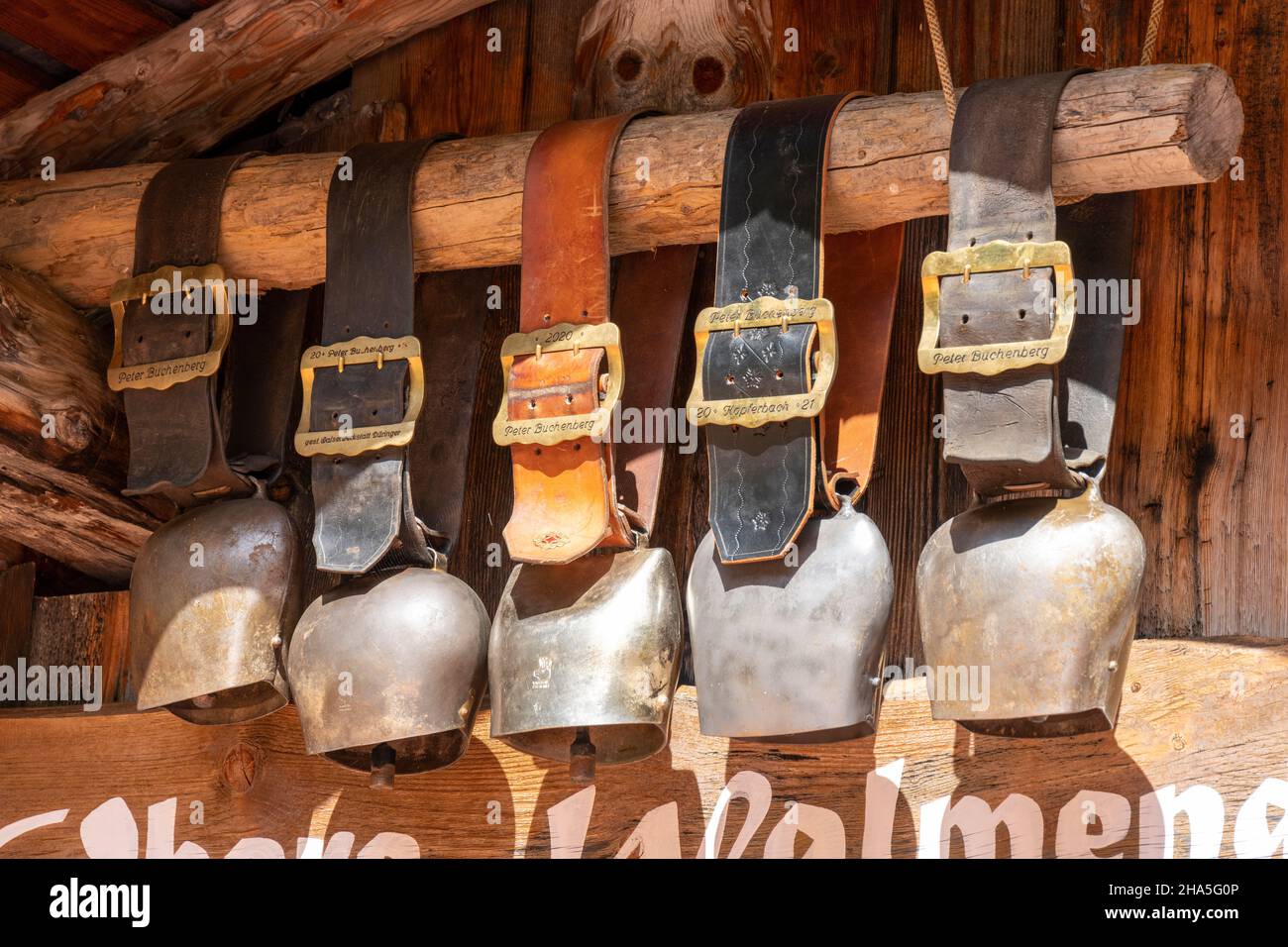 austria,kleinwalsertal,cowbells on the upper wallmendinger alpe Stock ...