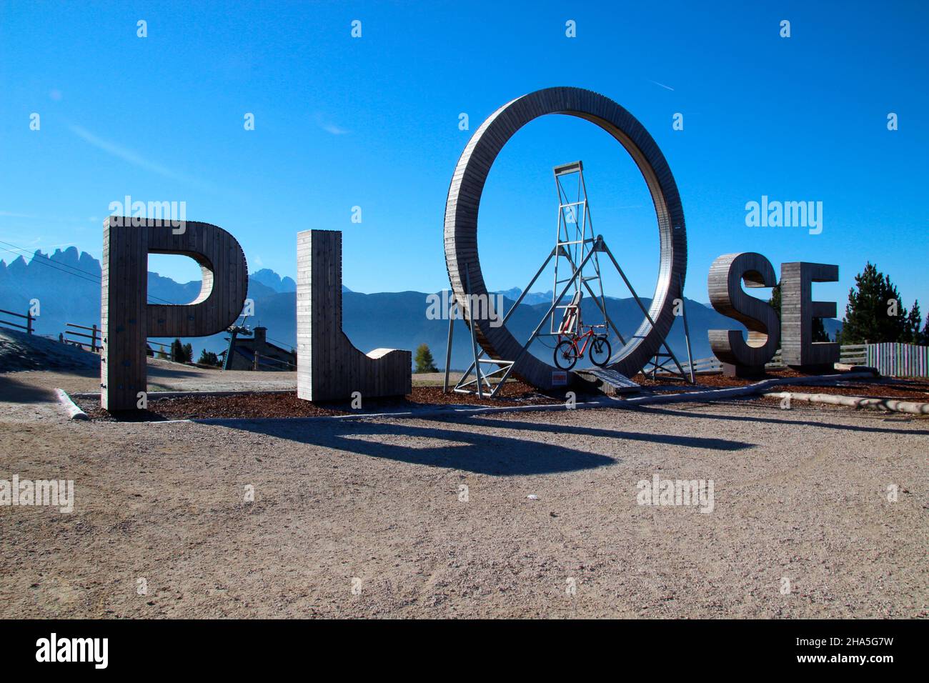 lettering plose,also called ploselooping,bicycle,deserted,in the ...