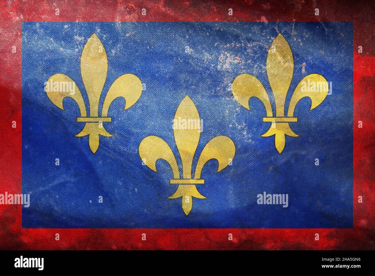 Top view of retroflag Anjou, France with grunge texture. French travel ...