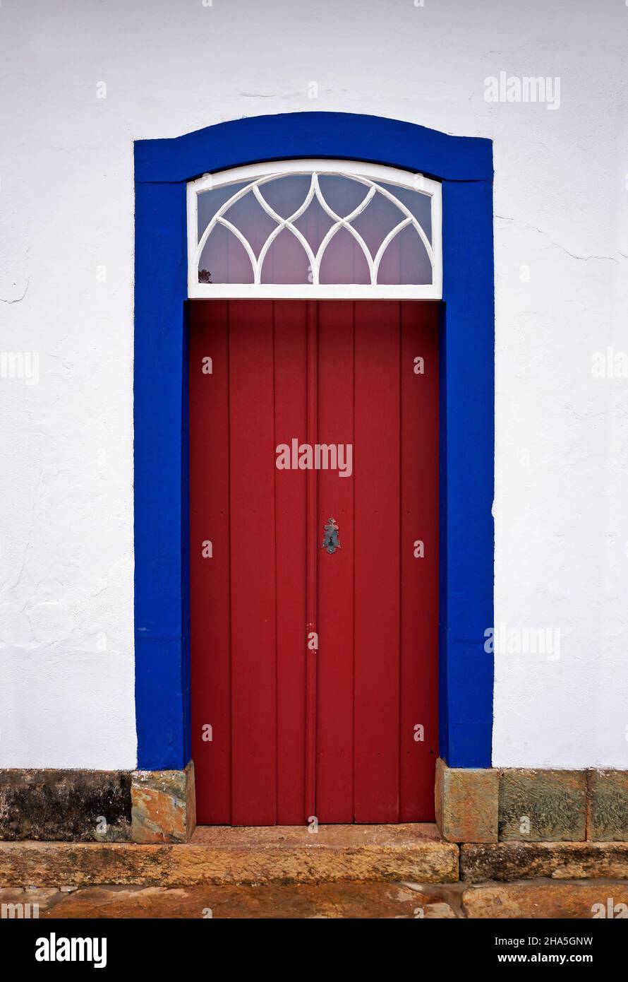 Ancient colonial door in historical city of Tiradentes, Brazil Stock ...