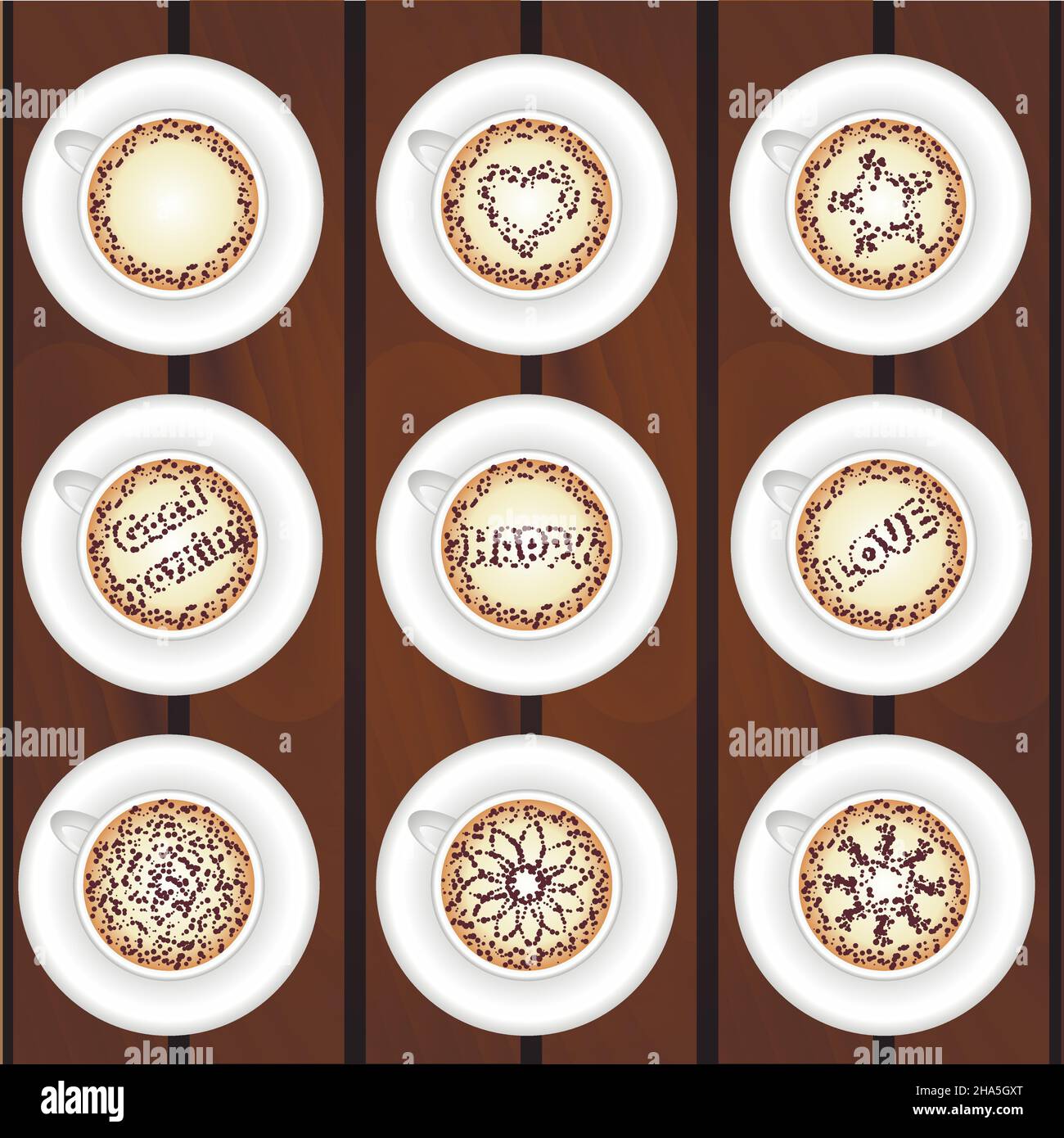 Set cups on table Stock Vector Images - Alamy