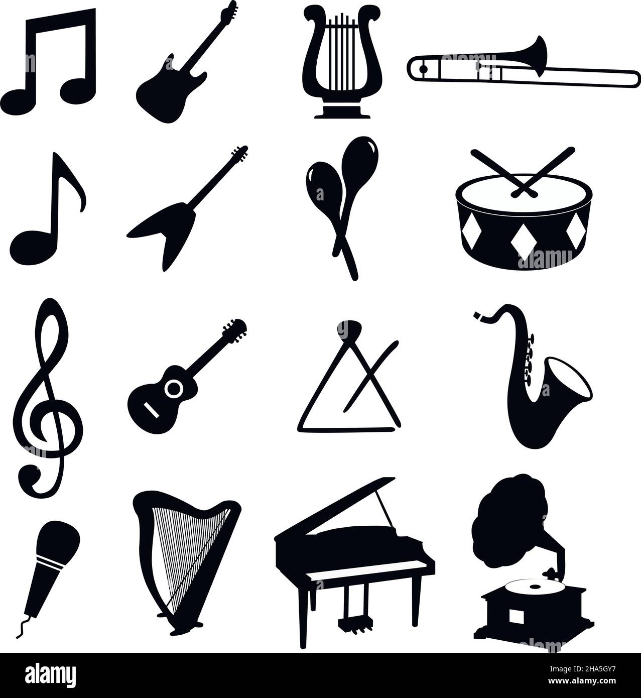 Icons of musical instruments, vector illustration Stock Vector Image ...