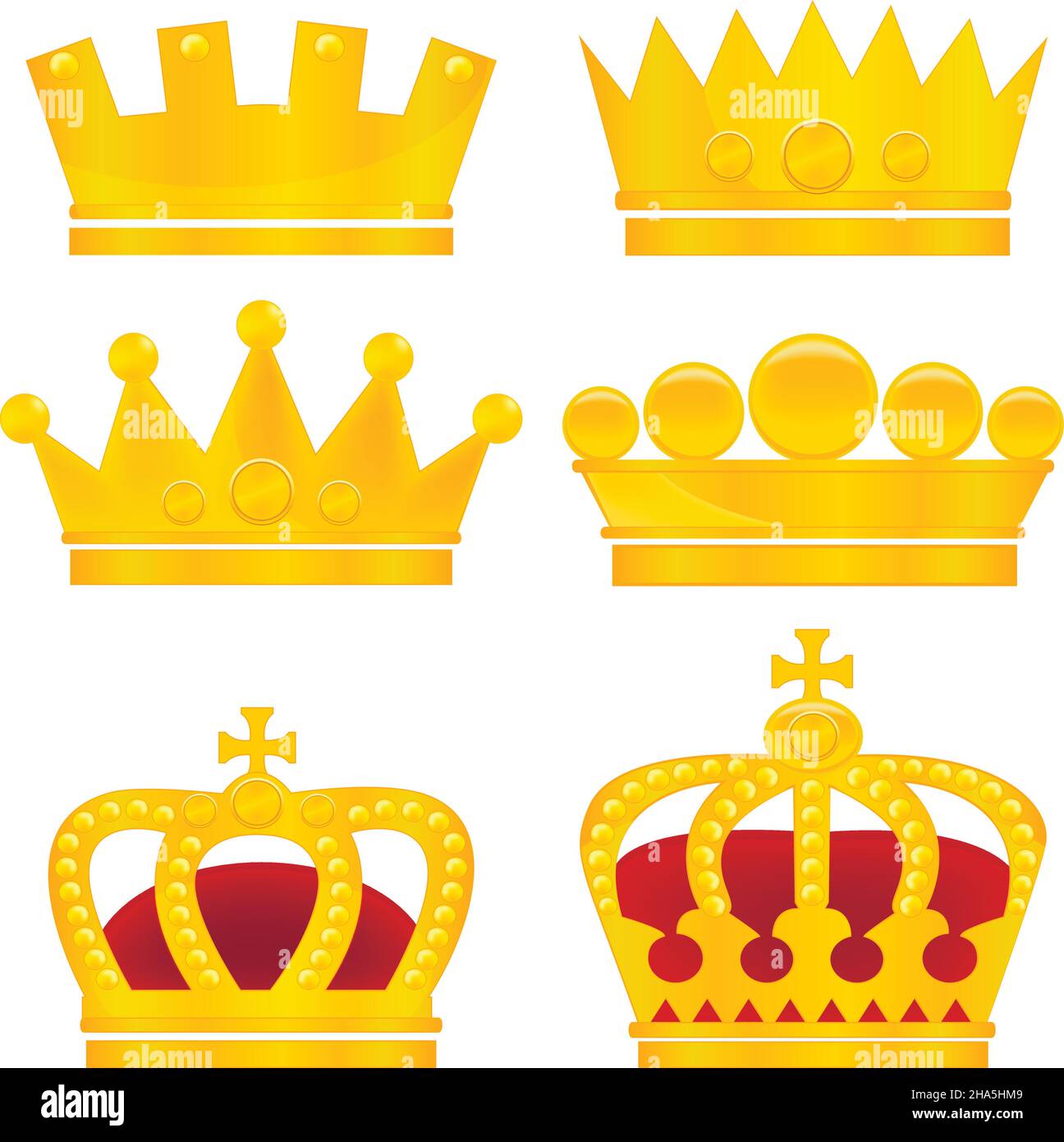 Set of gold crowns on white background, vector illustration Stock ...
