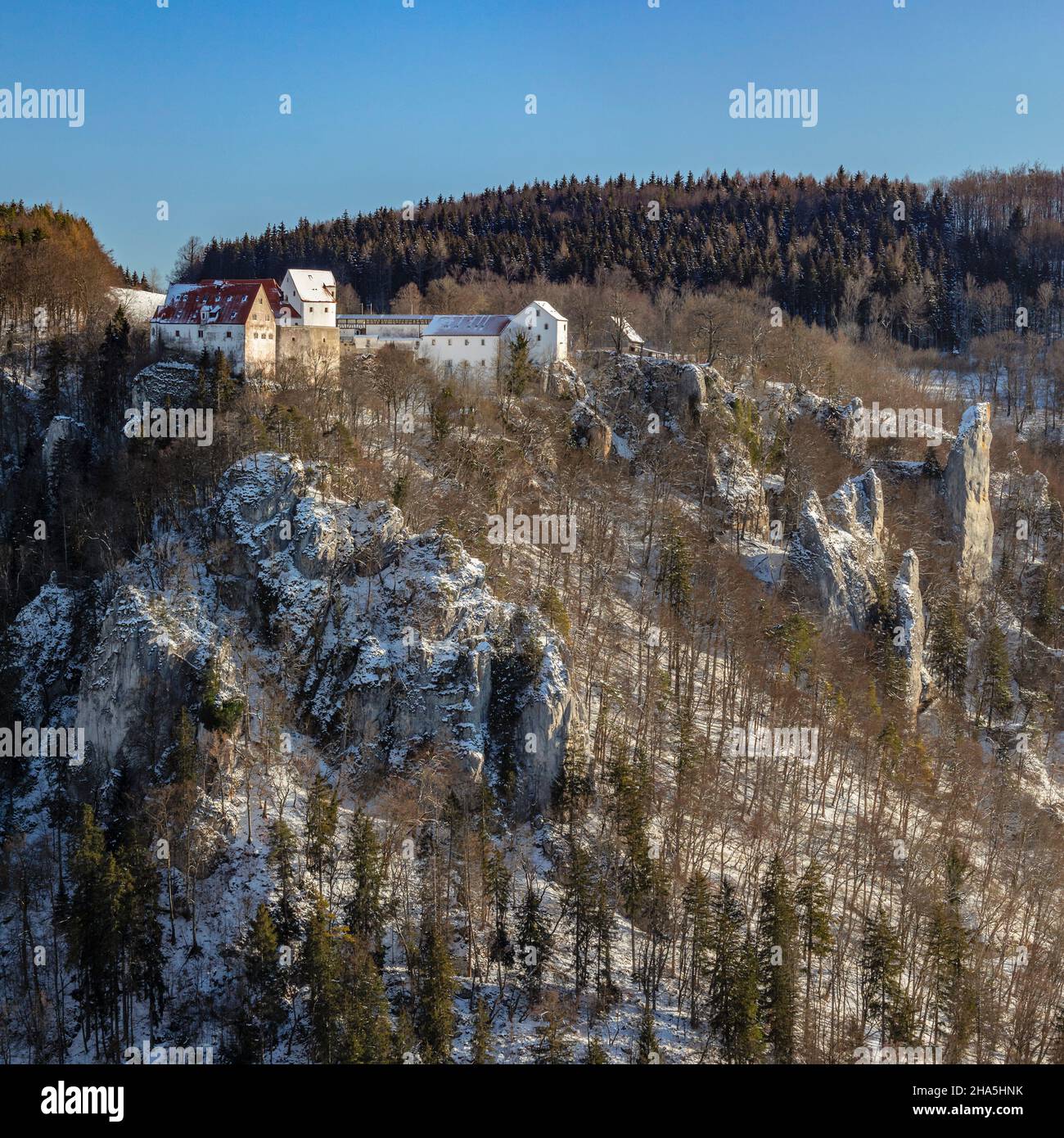 view over the danube gorge to wildenstein castle,obere donau nature ...