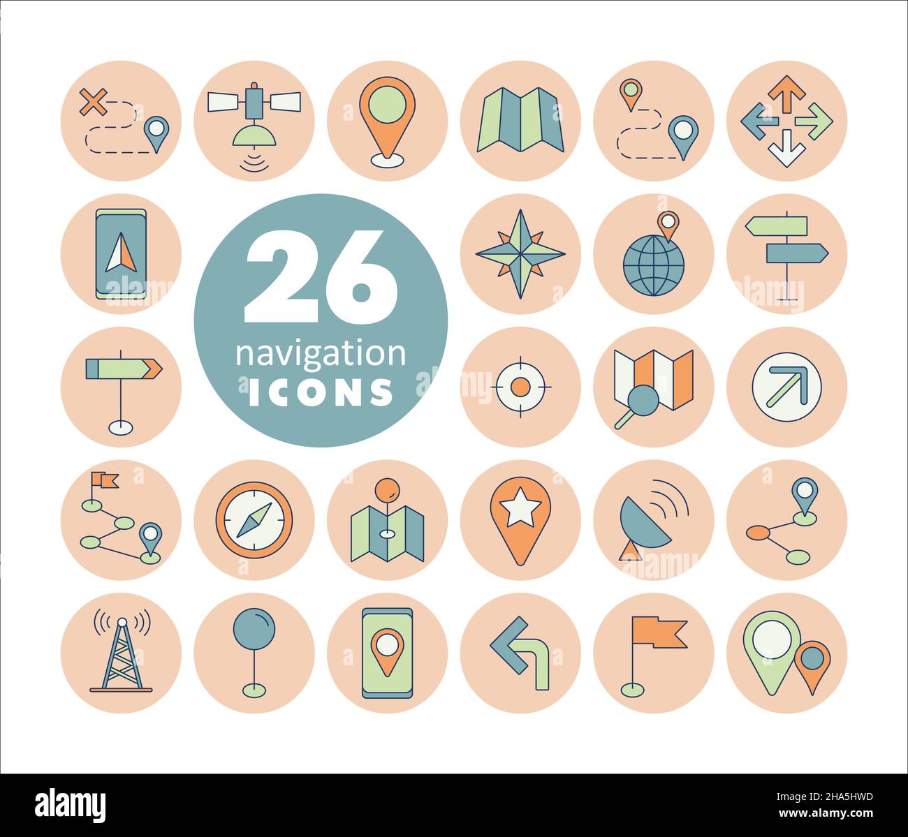 Maps, location, navigation vector isolated icons set. Graph symbol for ...