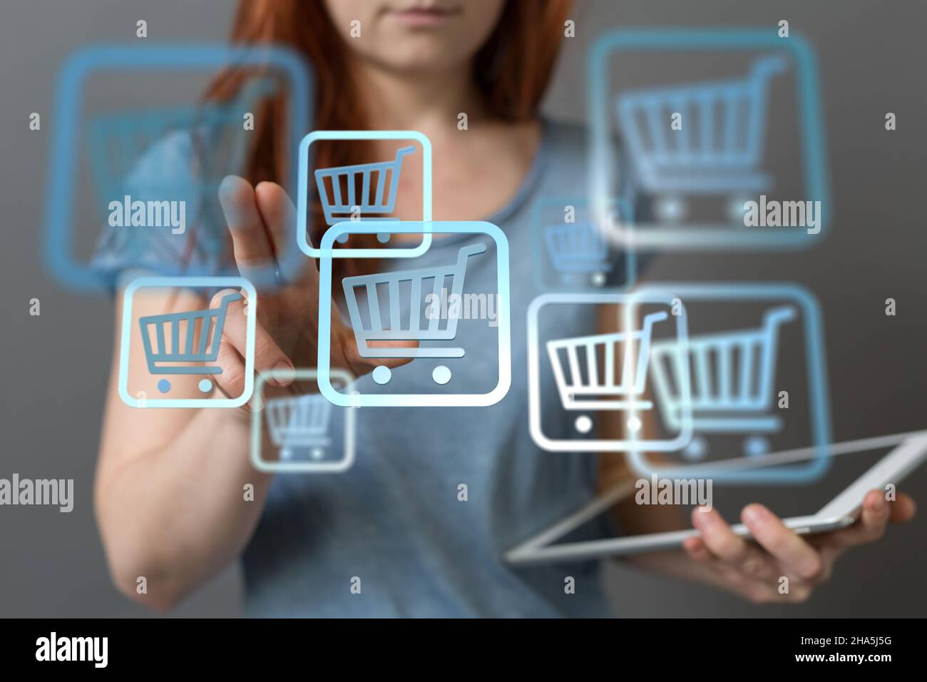 3D rendering of shopping cart icons; the concept of e-commerce Stock ...