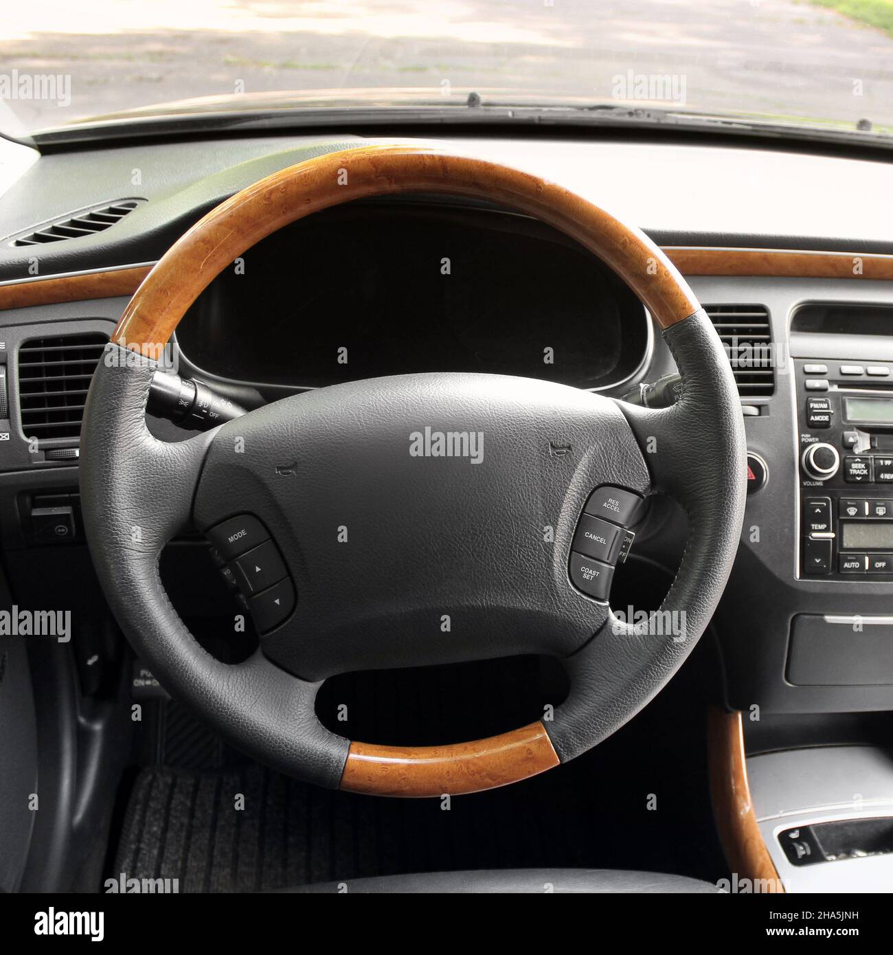 View of the interior of a modern automobile showing the dashboard. Car ...