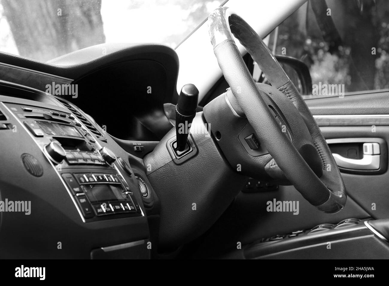 View of the interior of a modern automobile showing the dashboard. Car ...
