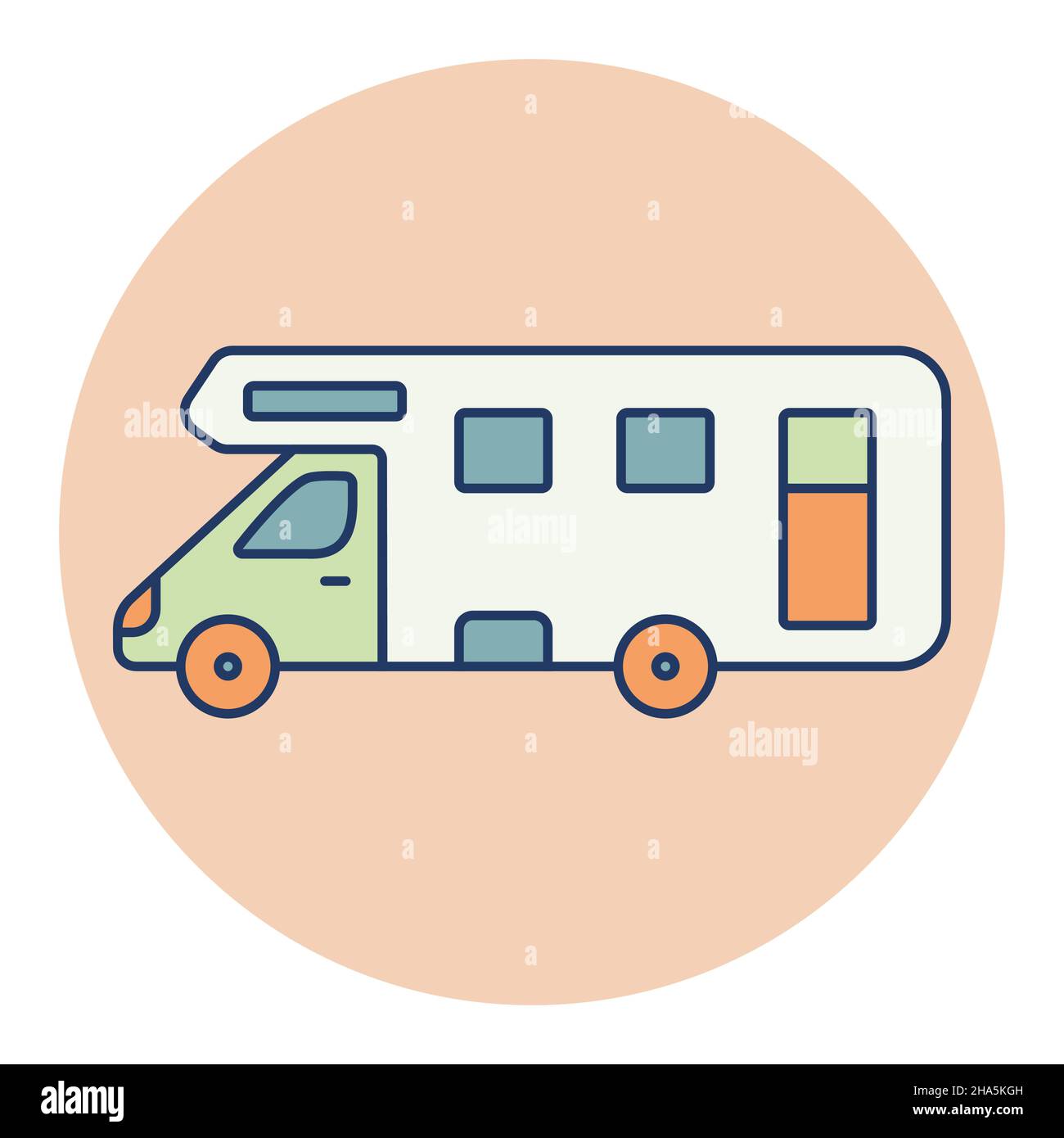 Mobile home Motor home Caravan Trailer Vehicle vector icon. Graph ...