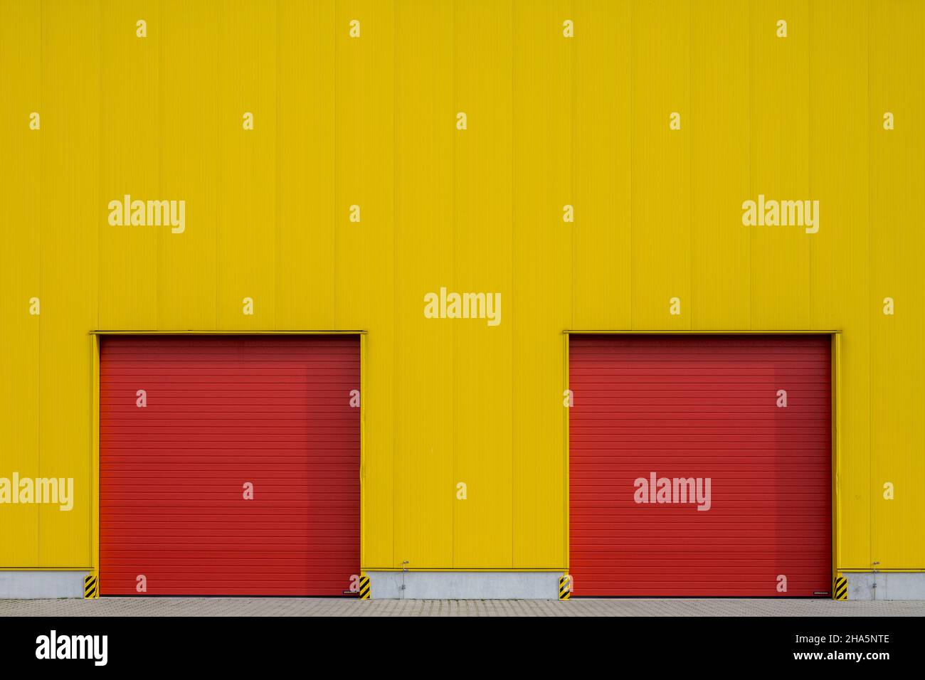colorful industrial architecture,red gates,yellow facade Stock Photo ...