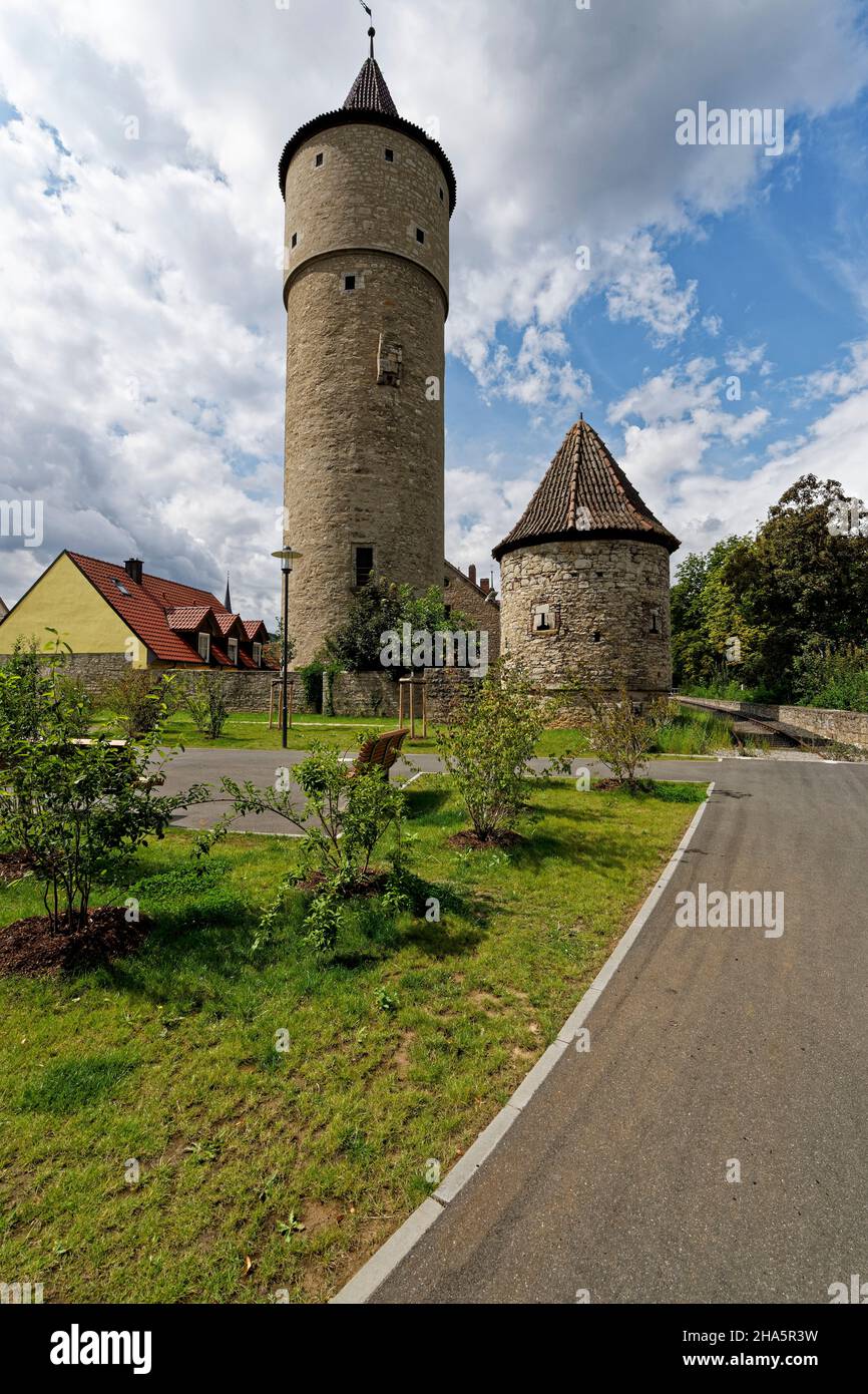 Old town with tower in ochsenfurt in bavaria hi-res stock photography ...