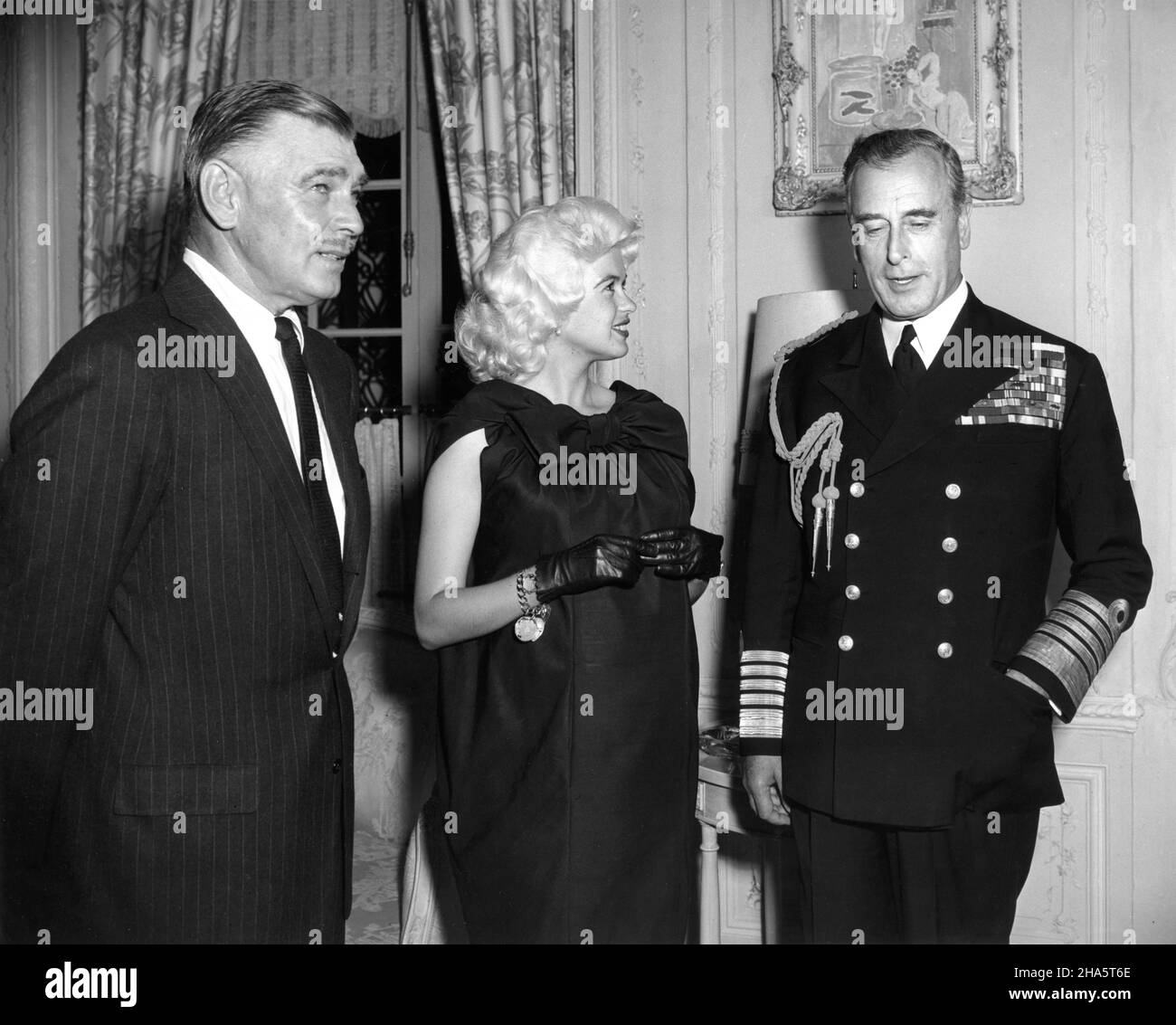 CLARK GABLE a pregnant JAYNE MANSFIELD and LORD LOUIS MOUNTBATTEN 1st ...