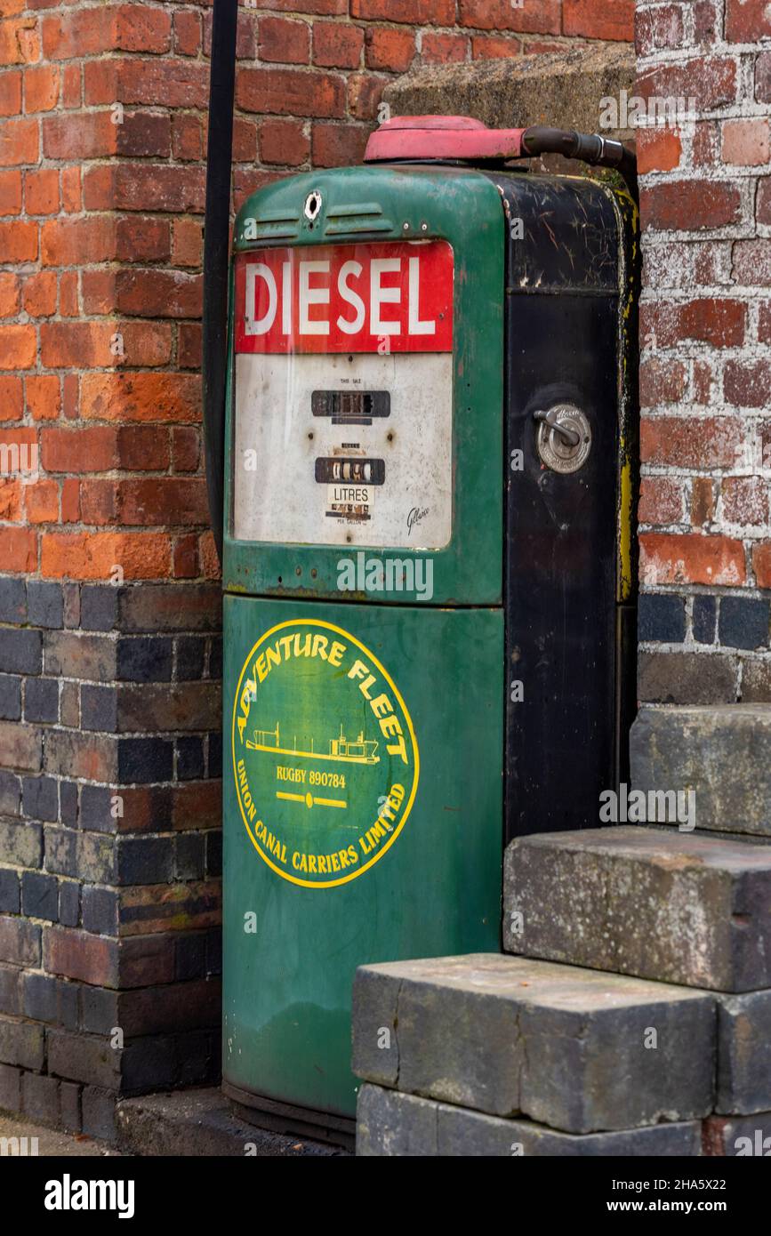 vintage fuel pump, old fashioned diesel pump, historic garage forecourt ...