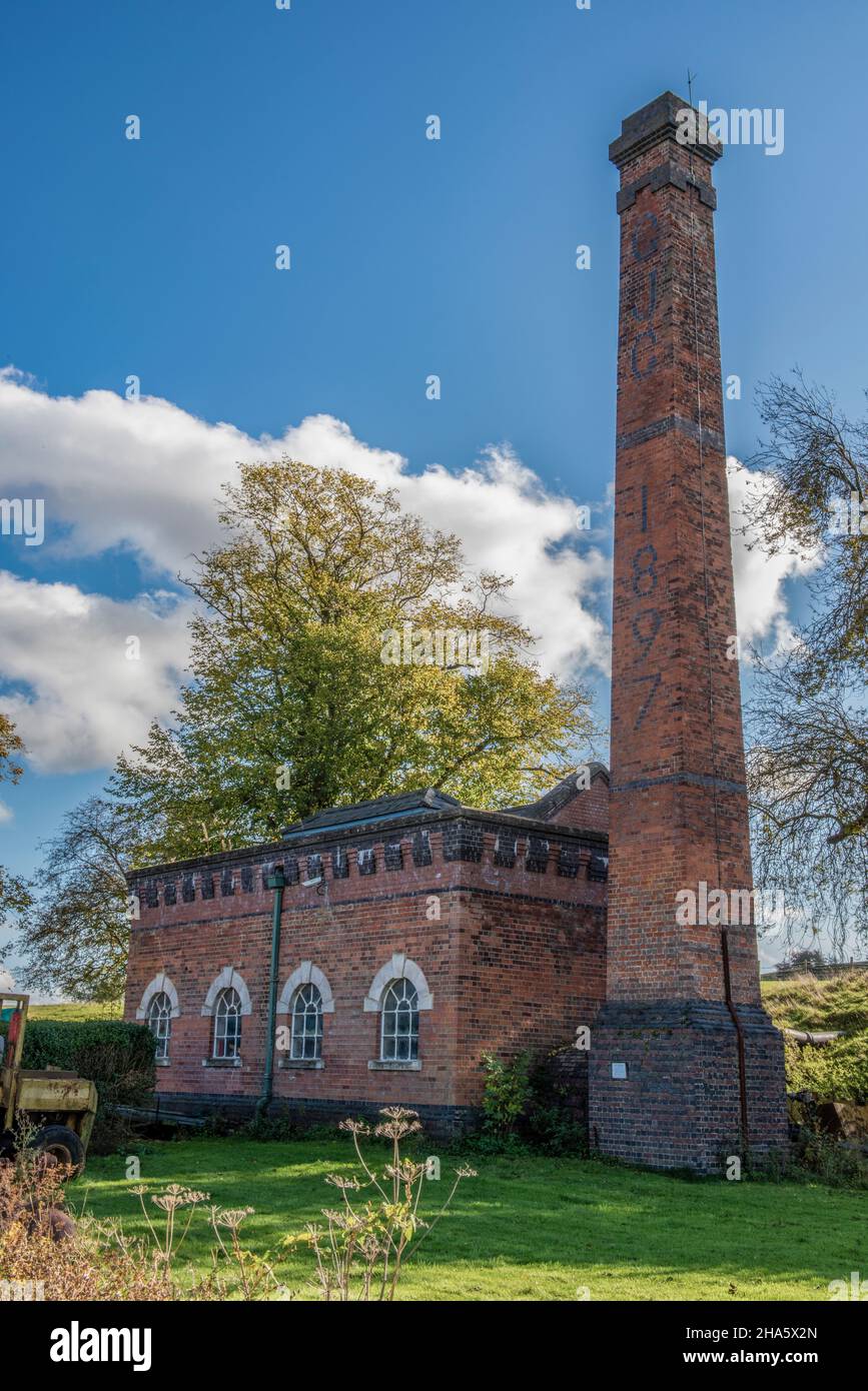 historic victorian canal side water pumping station building on the ...