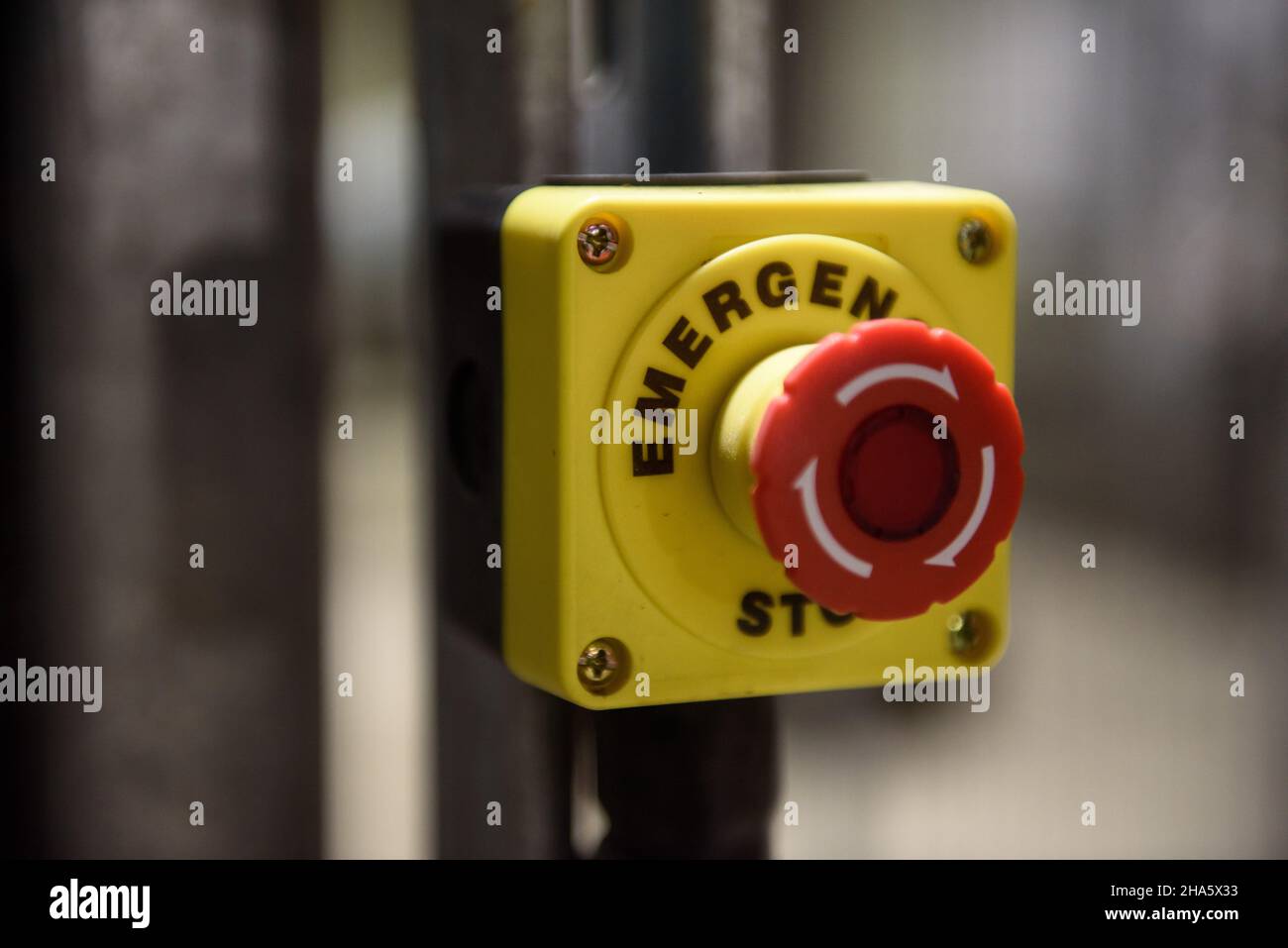 Red emergency stop button close-up Stock Photo - Alamy