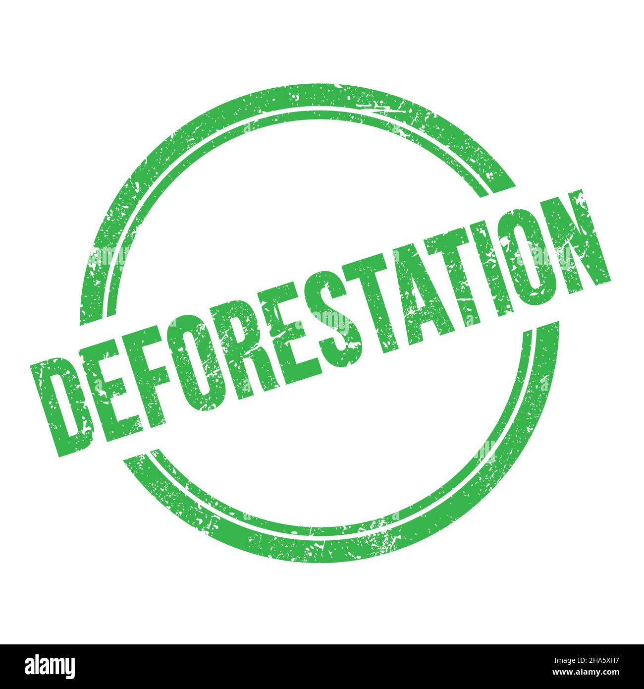 DEFORESTATION text written on green grungy vintage round stamp Stock ...