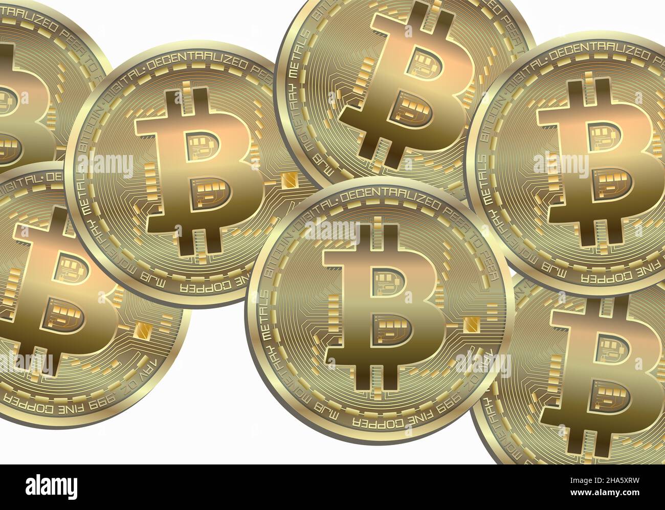 Bitcoin coin background isolated on white background vector Stock Photo ...