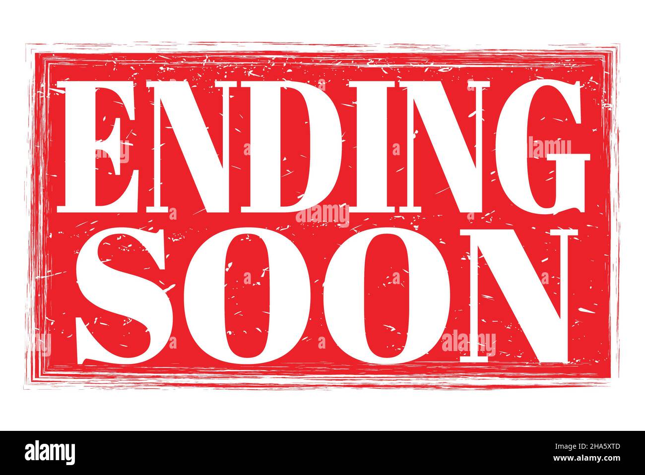 ENDING SOON, words written on red grungy stamp sign Stock Photo - Alamy