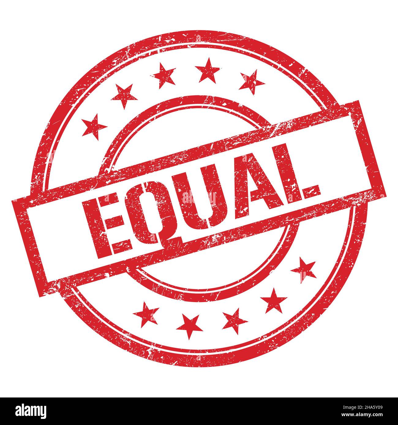 EQUAL text written on red round vintage rubber stamp Stock Photo - Alamy
