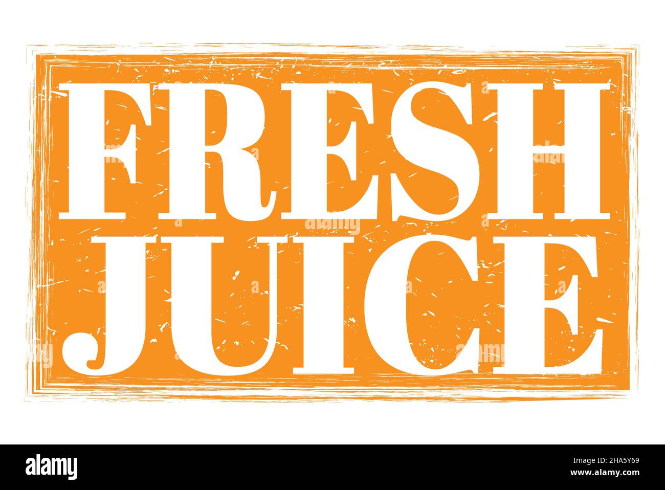 FRESH JUICE, words written on orange grungy stamp sign Stock Photo - Alamy