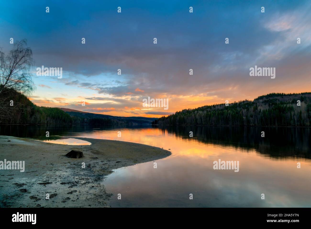 river and reflections in water during sunset Stock Photo - Alamy