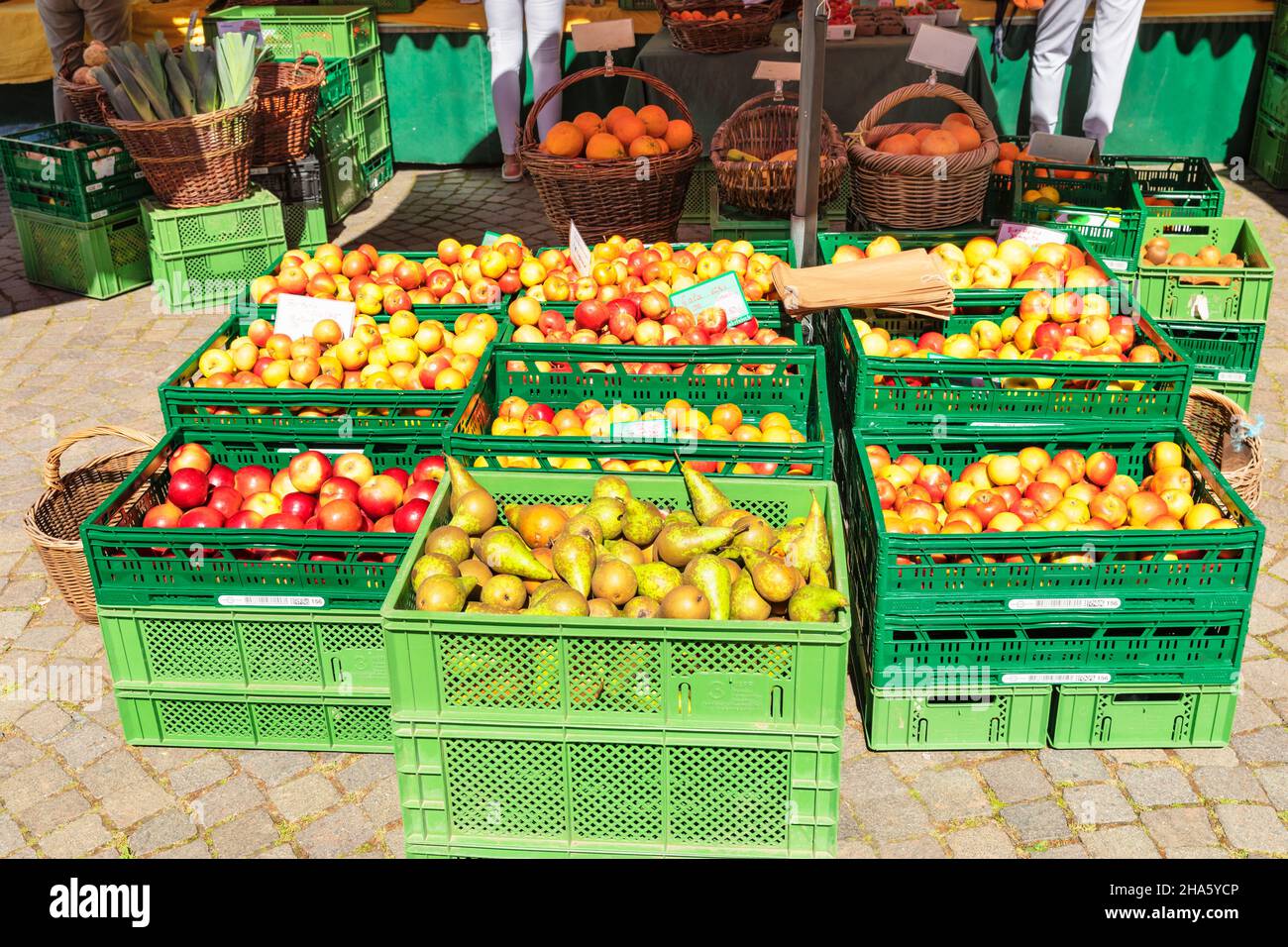 weekly market on the market square in ueberlingen,lake constance,baden ...