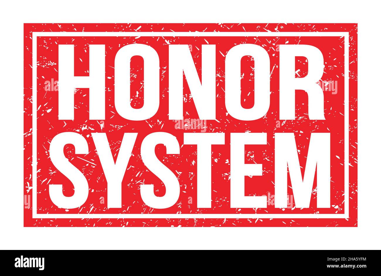 HONOR SYSTEM, words written on red rectangle stamp sign Stock Photo - Alamy