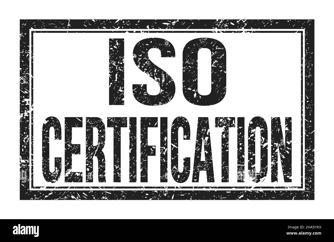 ISO CERTIFICATION, words written on black rectangle stamp sign Stock ...