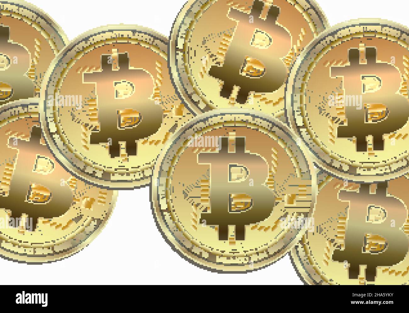 Bitcoin coin background isolated on white background vector Stock ...