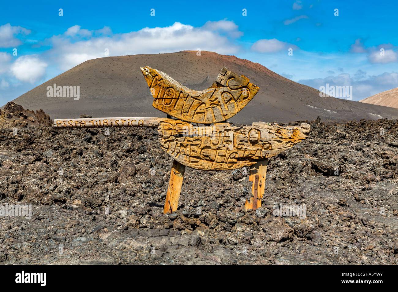 information sign,bus tour,behind the volcano la caldera de montana ...