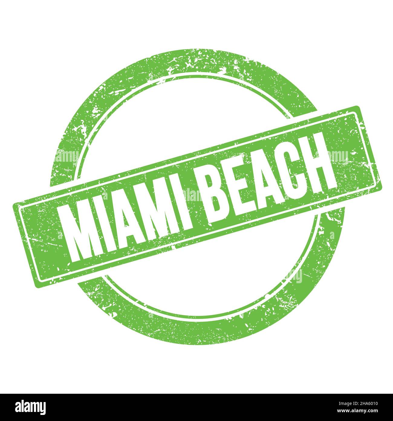 MIAMI BEACH text on green grungy round vintage stamp Stock Photo - Alamy