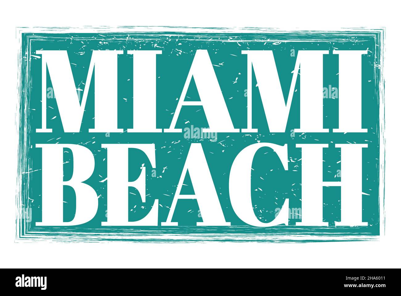 MIAMI BEACH, words written on blue grungy stamp sign Stock Photo - Alamy