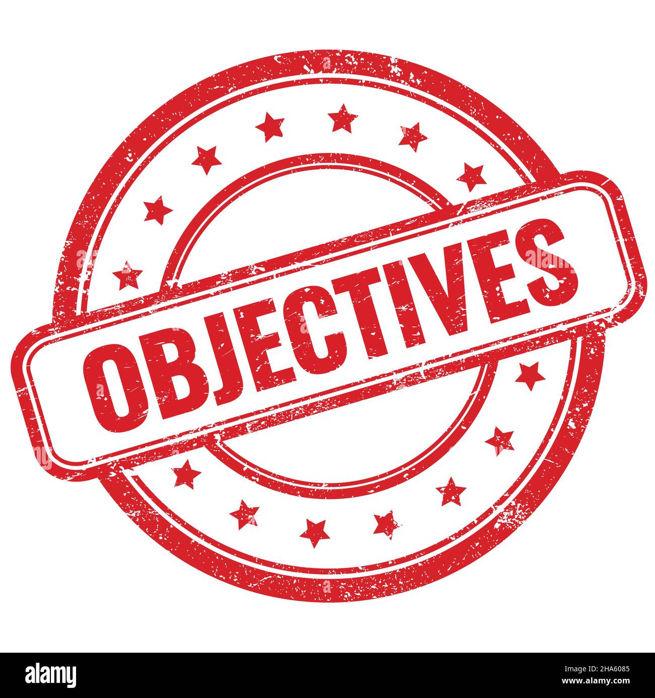 OBJECTIVES text on red vintage grungy round rubber stamp Stock Photo ...