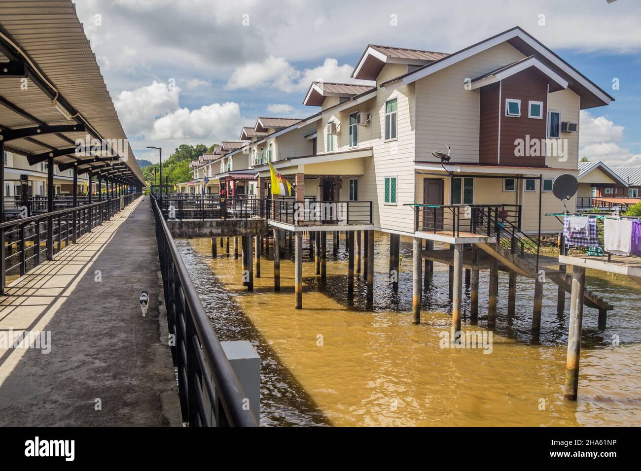 Houses in Kampong Ayer water village in Bandar Seri Begawan, capital of ...