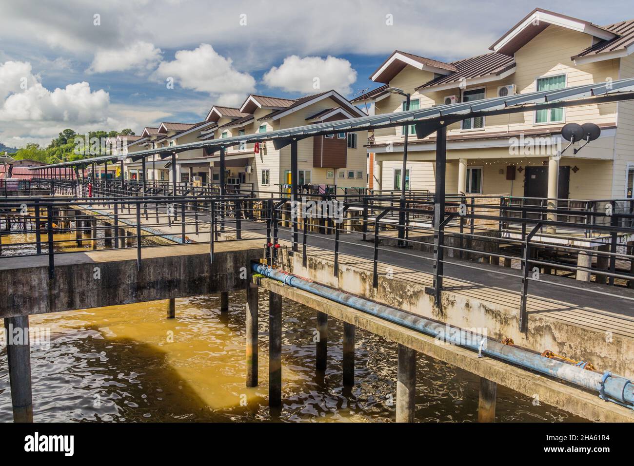 Houses in Kampong Ayer water village in Bandar Seri Begawan, capital of ...