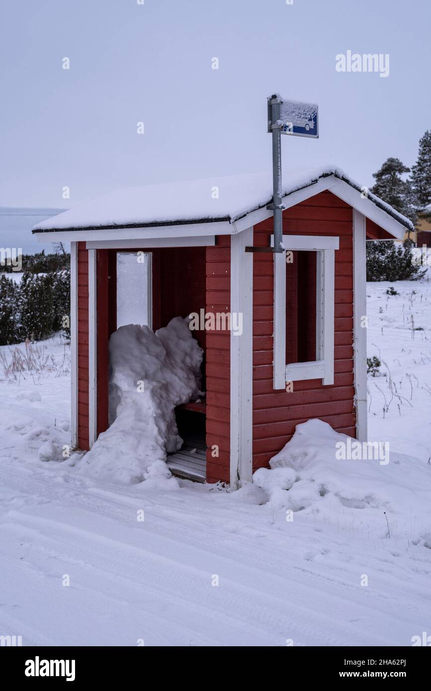 bus stop in vuontisjärvi,kemijoki,lapland,finland Stock Photo - Alamy