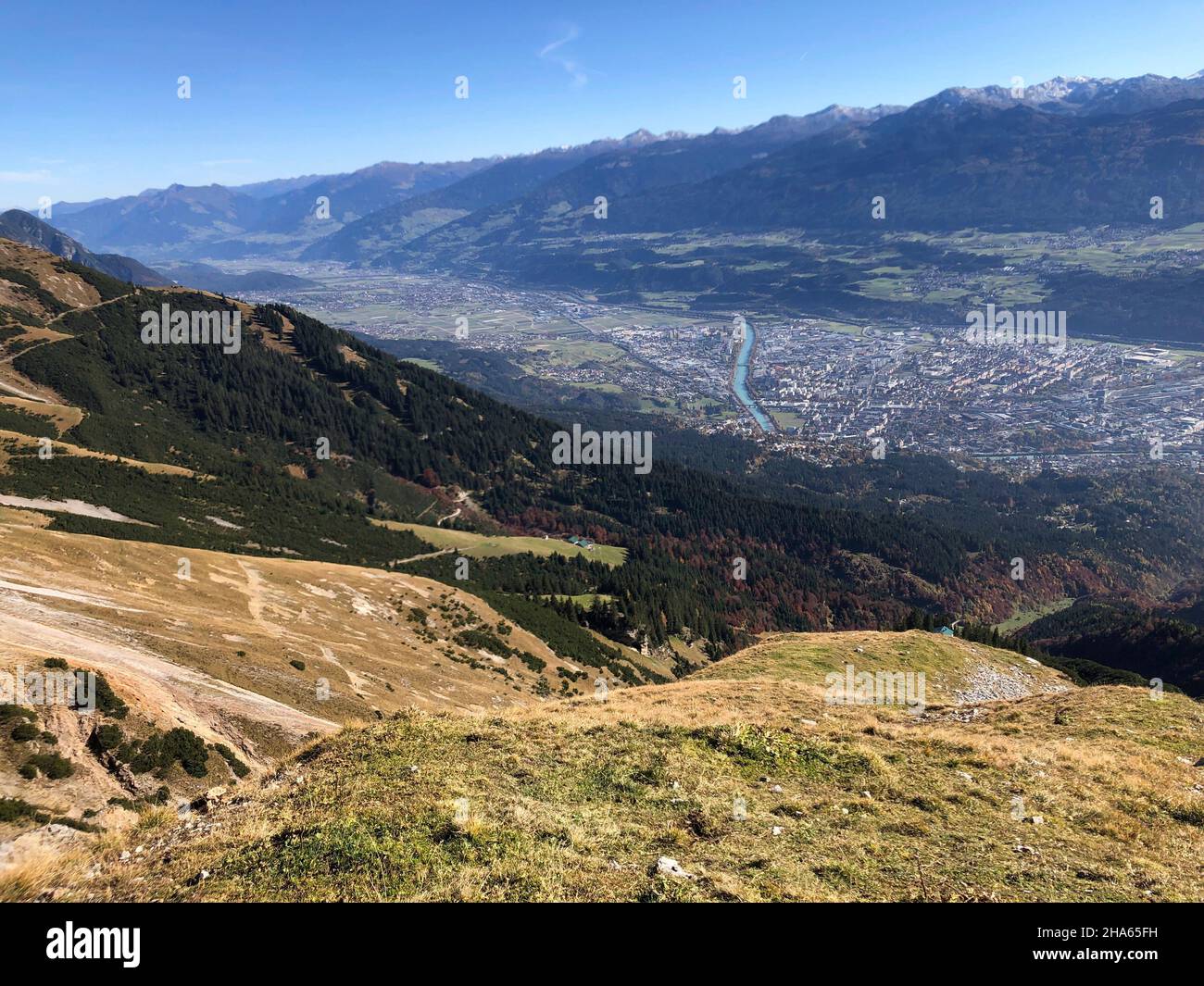 view of innsbruck and the tux alps in the background,frau-hitt-sattel ...